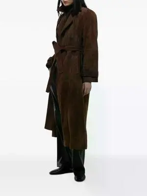 DUCIE Corrin Suede Trench Coat - Brown