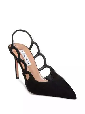 AQUAZZURA Suede Slingback Pumps - Black