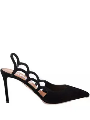 AQUAZZURA Aquazzura Black Suede Cut-Out Slingback Pumps 000 Black