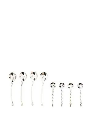 ALIGHIERI Beaded Handle Dessert Spoons - Silver