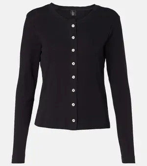 LESET Pointelle Cotton Cardigan - Black