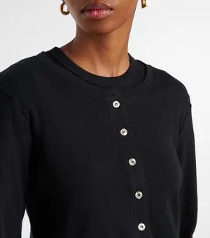 LESET Pointelle Cotton Cardigan - Black