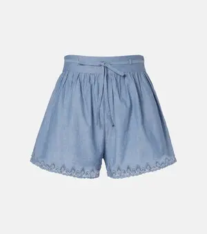 Ulla Johnson Elowen Lace-trimmed Cotton Shorts - Blue
