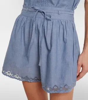 Ulla Johnson Elowen Lace-trimmed Cotton Shorts - Blue