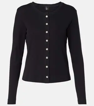 LESET Pointelle Cotton Cardigan - Black