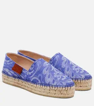 Etro Paisley Denim Jacquard Espadrilles - Blue