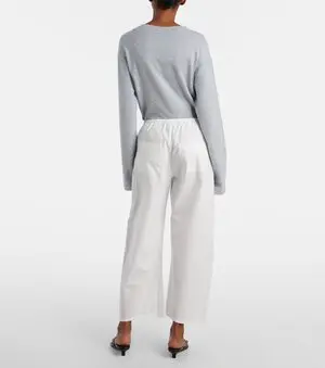 LESET Kyoto Cotton Barrel-leg Pants - White