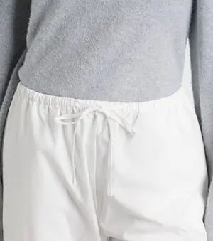 LESET Kyoto Cotton Barrel-leg Pants - White