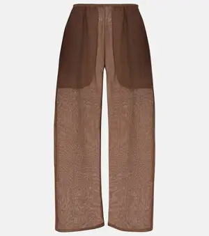 LESET Niko Ramie Cropped Barrel-leg Pants - Brown