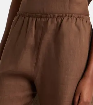 LESET Niko Ramie Cropped Barrel-leg Pants - Brown