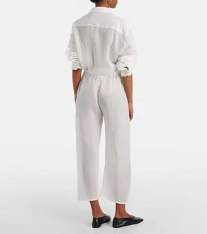 LESET Niko Ramie Cropped Barrel-leg Pants
