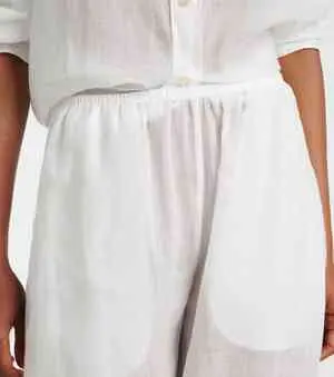 LESET Niko Ramie Cropped Barrel-leg Pants