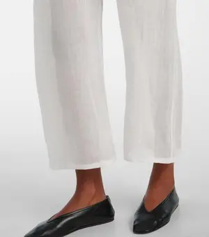 LESET Niko Ramie Cropped Barrel-leg Pants