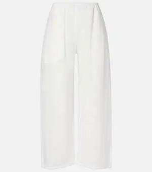 LESET Niko Ramie Cropped Barrel-leg Pants - White