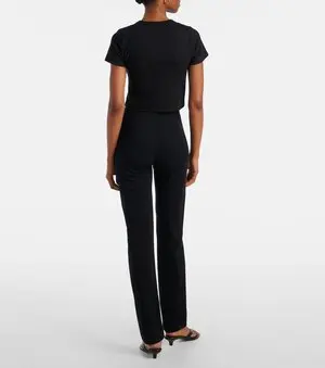 LESET Kelly Cropped Cotton-blend Jersey T-shirt - Black