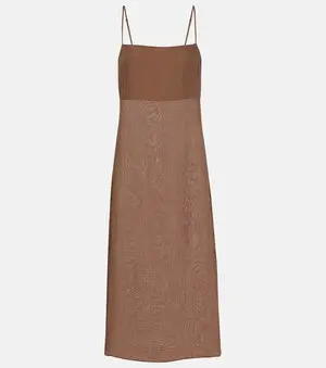 LESET Niko Ramie Midi Dress - Brown