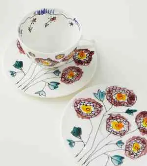 SERAX Midnight Flowers Anemone Milk Porcelain Breakfast Set Marni