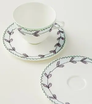 SERAX Midnight Flowers Blossom Milk Porcelain Breakfast Set Marni