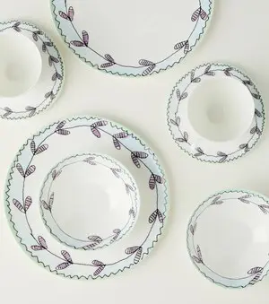 SERAX Midnight Flowers Blossom Milk Porcelain Breakfast Set Marni