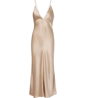 LESET Barb Satin Slip Dress - Beige