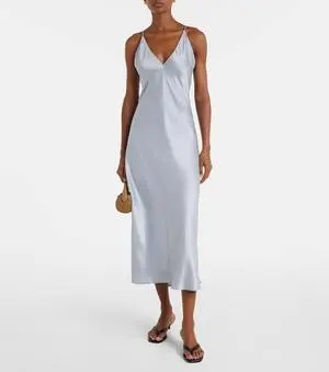 LESET Barb Satin Slip Dress - Blue