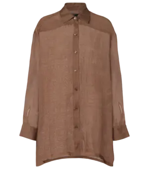 LESET Oversized Ramie Shirt - Brown