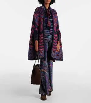 Etro Jacquard Wool And Cotton-blend Cape