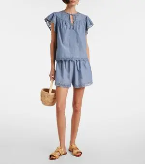 Ulla Johnson Effie Lace-trimmed Cotton Top
