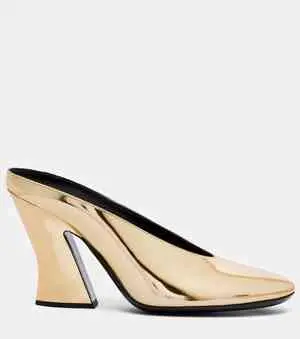 Givenchy Sculpted 95 Mirrored Leather Mules - Gold
