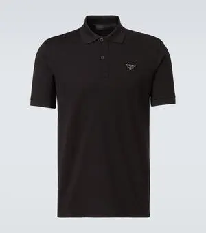 Prada Logo Cotton Polo Shirt - Black