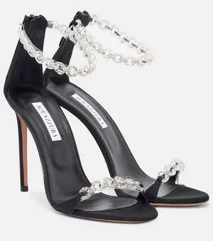 AQUAZZURA Bijoux 105 Embellished Sandals - Black