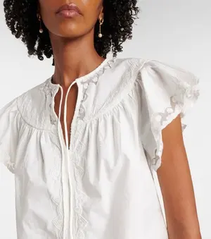 Ulla Johnson Effie Embroidered Cotton Top - White