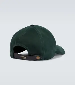 TOM FORD Tf Embroidered Leather-trimmed Baseball Cap - Green