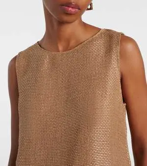 LESET Stella Sequined Cropped Tank Top - Gold