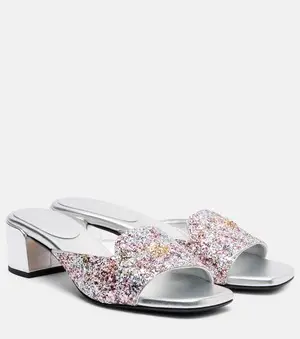 JIMMY CHOO Dina 45 Glitter Mules - Multicoloured
