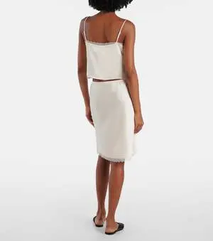 LESET Barb Cropped Lace Satin Camisole