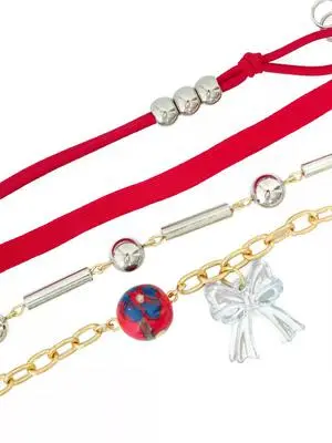 AMIR SLAMA Beaded Bow-embellished Bracelet - Red