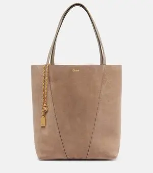Chloé Spin Medium Suede Tote - Beige
