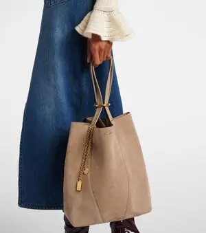 Chloé Spin Medium Suede Tote - Beige