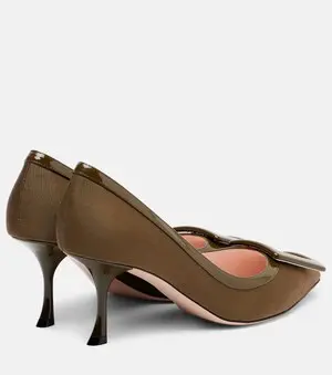 ROGER VIVIER Viv In The City 65 Leather-trimmed Pumps