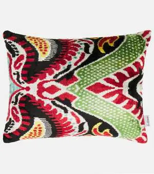 LES-OTTOMANS Printed Silk And Cotton Velvet Cushion - Multicoloured