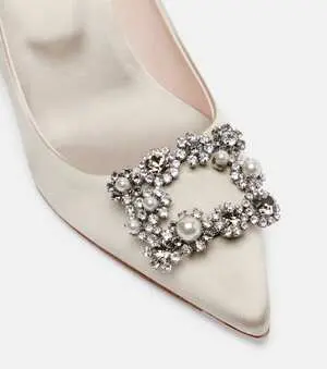 ROGER VIVIER Embellished Satin Pumps - Grey