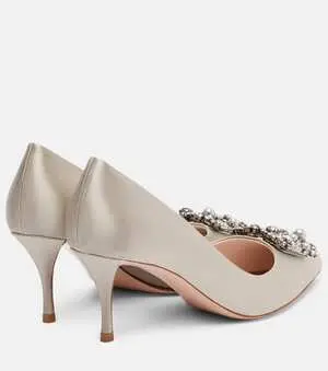 ROGER VIVIER Embellished Satin Pumps - Grey