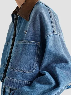 Prada Cropped Denim Jacket - Blue