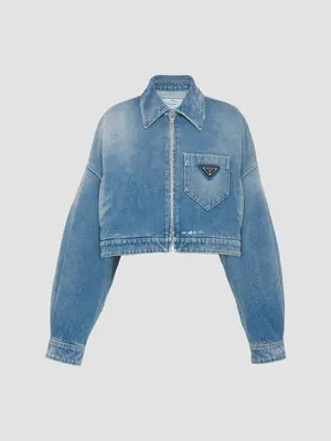 Prada Cropped Denim Jacket - Blue