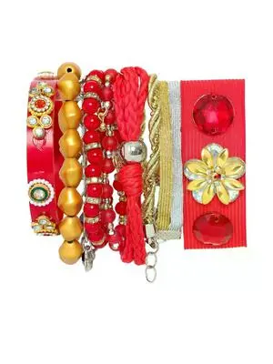 AMIR SLAMA Beaded Flower-charms Bracelet - Red