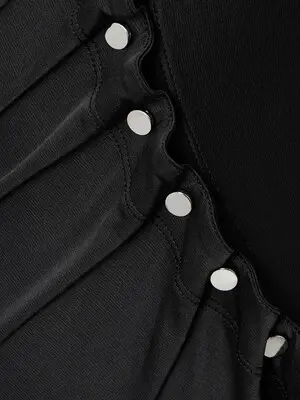 Rabanne Embellished Gathered Satin-jersey Midi Shirt Dress