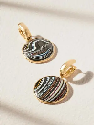 MARLA AARON Fordite And 18-karat Hoop Earrings - Gold