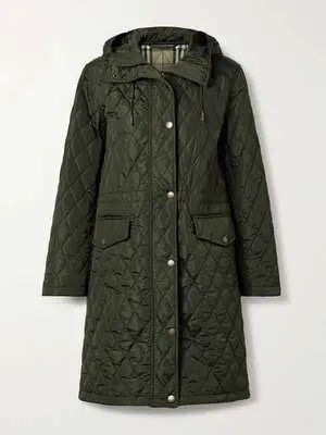 Burberry Hooded Quilted Shell Jacket - Dark Green