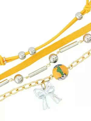 AMIR SLAMA Bow-detailed Bead-embellished Bracelet Set